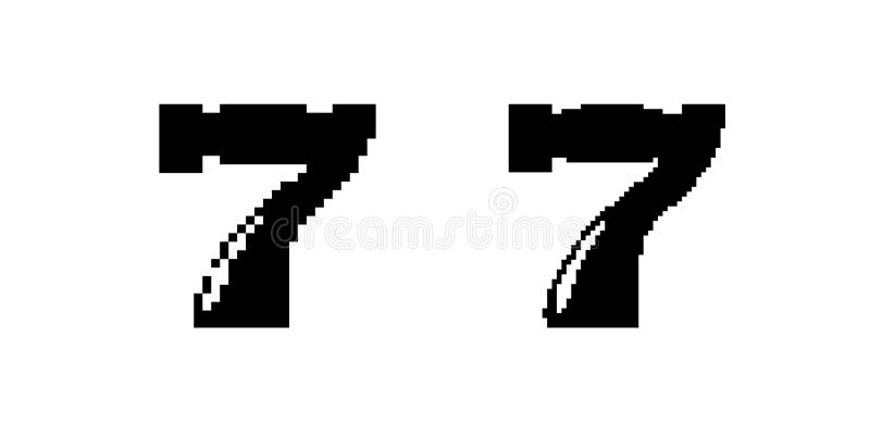 Bold Number Seven with Elegant Curved Design Lines in Black and White ...