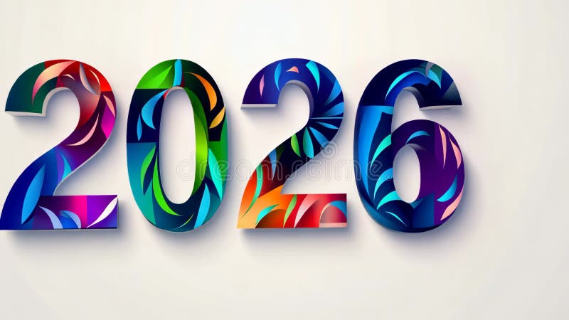 Vibrant 2026 Illustration with Colorful Patterns Stock Footage - Video ...