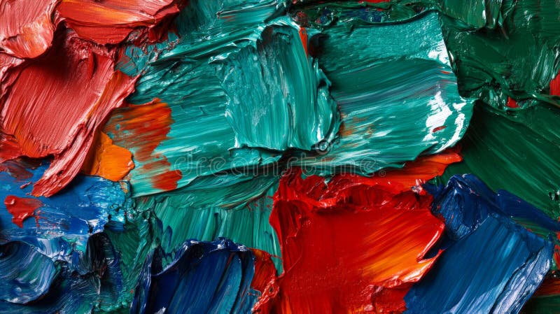 A Bold Oil Paint Texture Featuring Deep Emerald Green, Cobalt Blue, and ...