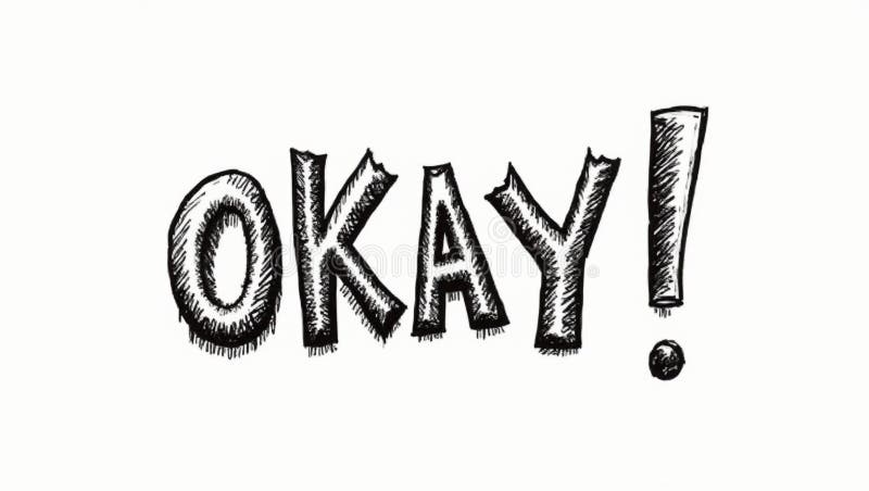 Bold OKAY Text with Check Mark Modern Doodle Style Stock Illustration ...