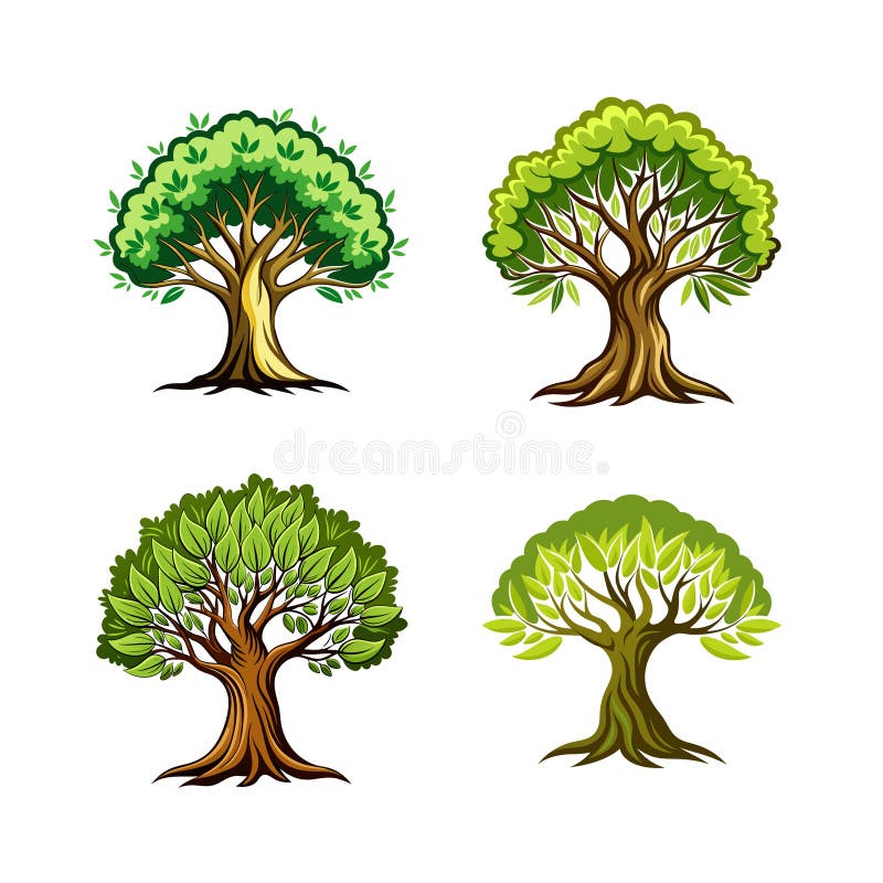 Bold Olive Tree Design with Clear Outline Stock Vector - Illustration ...