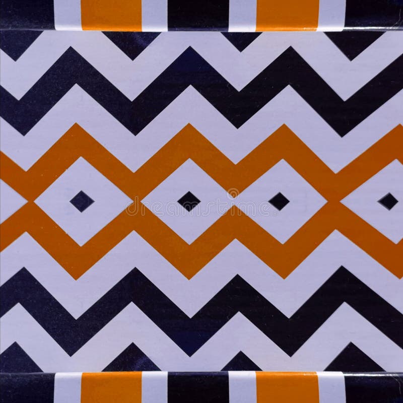 Repeated Black White and Orange Gold Geometric Zigzag Design Stock ...