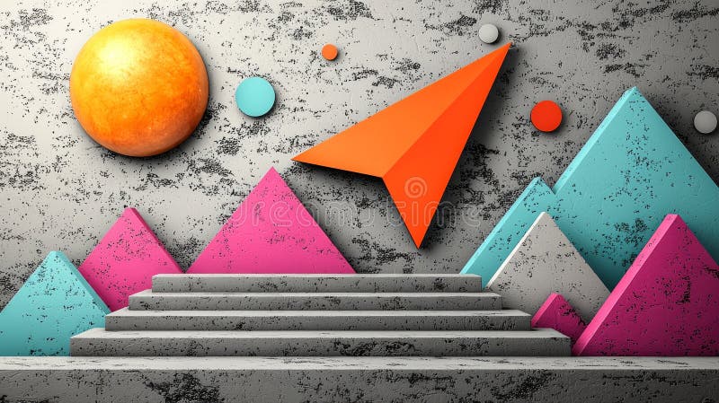 Bold Orange Arrow Points Upwards Creative Progress Graph Abstract ...