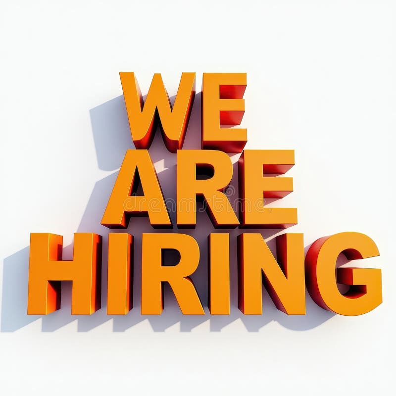 Bold Orange we are Hiring Text on a White Background. Stock ...