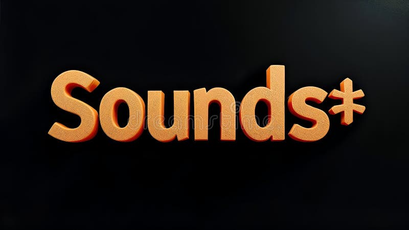 Three Dimensional Orange Text Sounds on Dark Background Stock ...