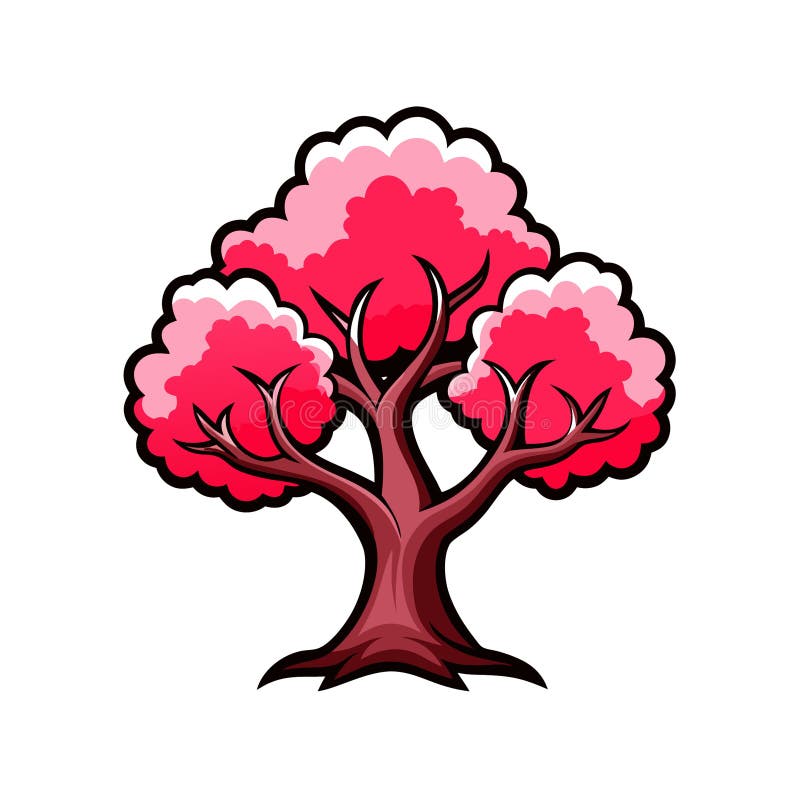 Bold Outline of Cherry Tree Illustration Stock Photo - Illustration of ...