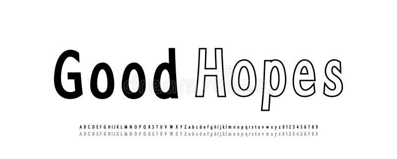 Bold and Outline Geometric Sans Serif Font Alphabet with Numbers Stock ...