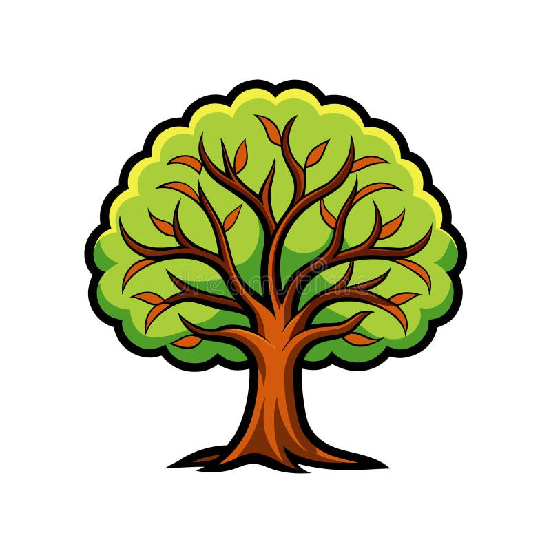 Bold Outline of Walnut Tree Stock Photo - Illustration of greenery ...