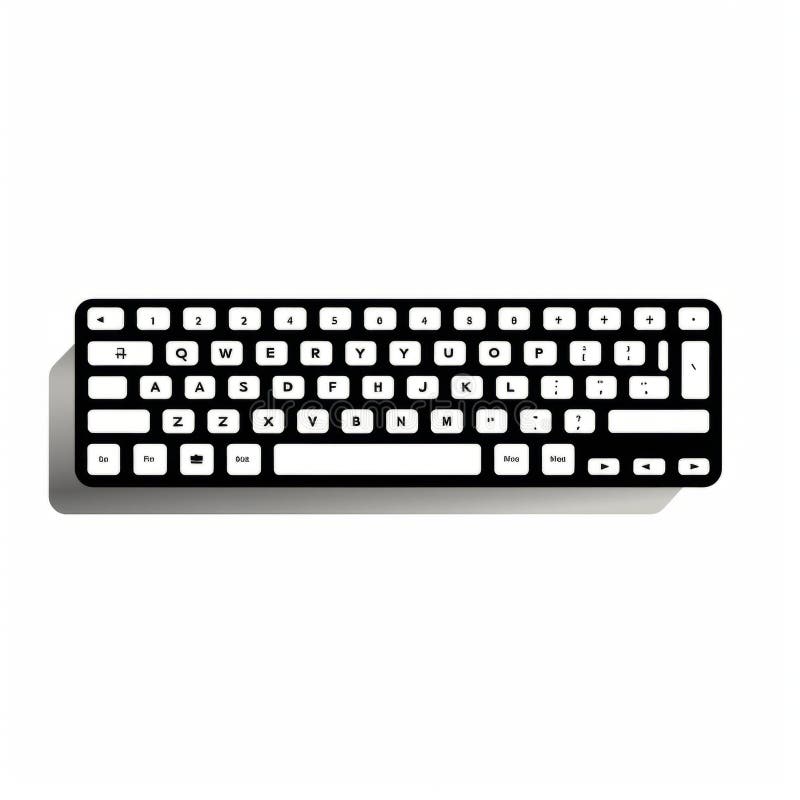 Bold Outlines: Black and White Computer Keyboard with Shadow Stock ...