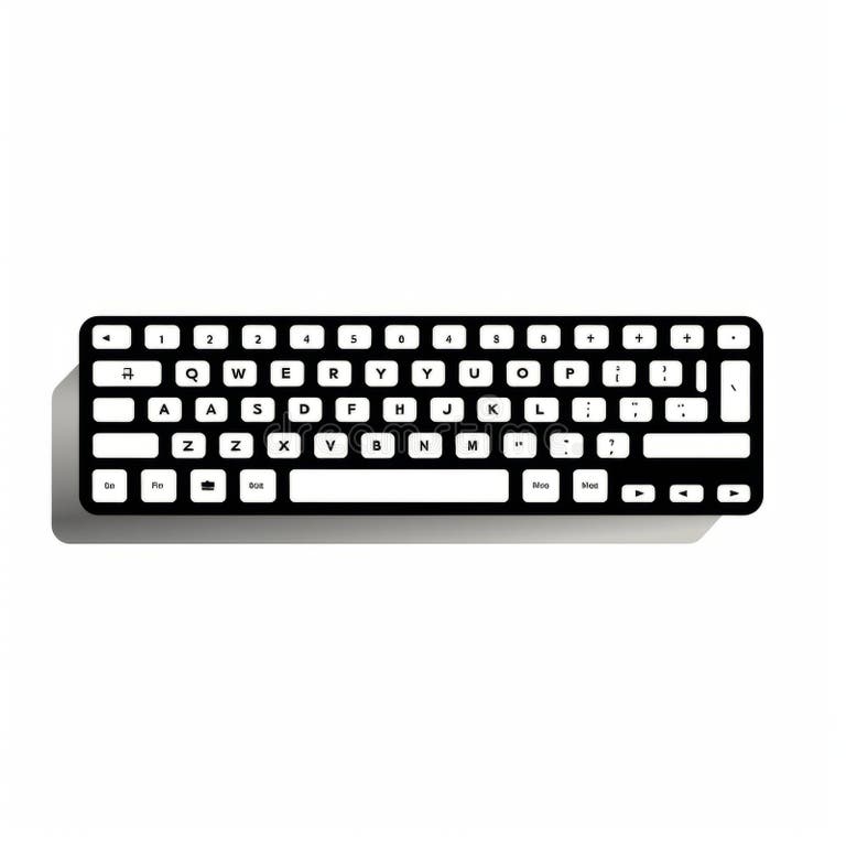 Bold Outlines: Black and White Computer Keyboard with Shadow Stock ...