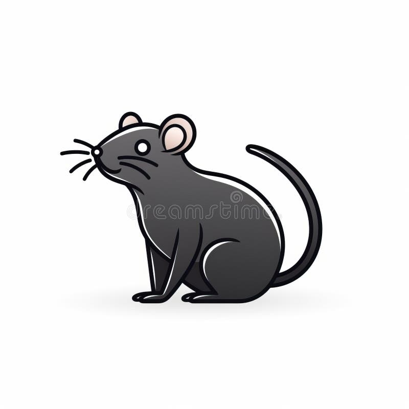 Bold Outlines: Creative Commons Black Rat Character on White Background ...