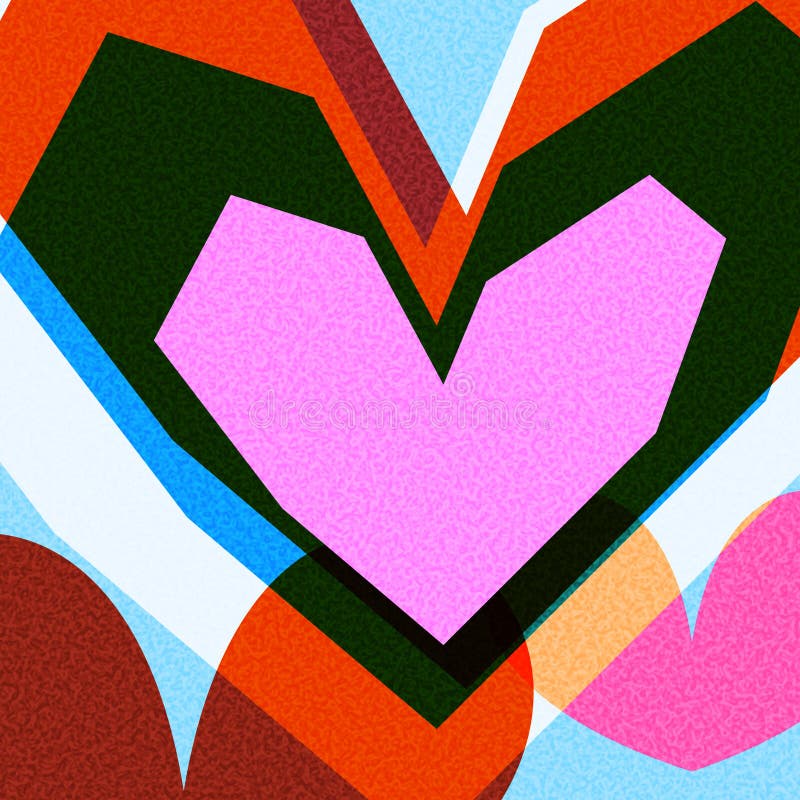 Bold Overlapping Hearts on Vibrant Background Stock Vector ...