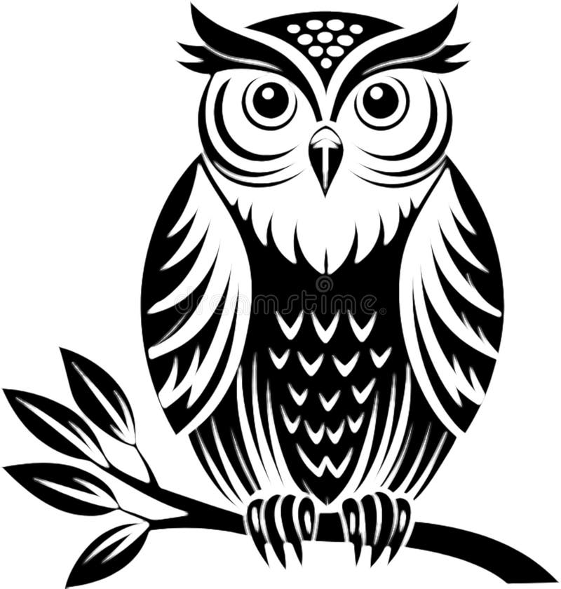 Bold Owl Stencil with Wide, Sharp Eyes. Stock Image - Illustration of ...