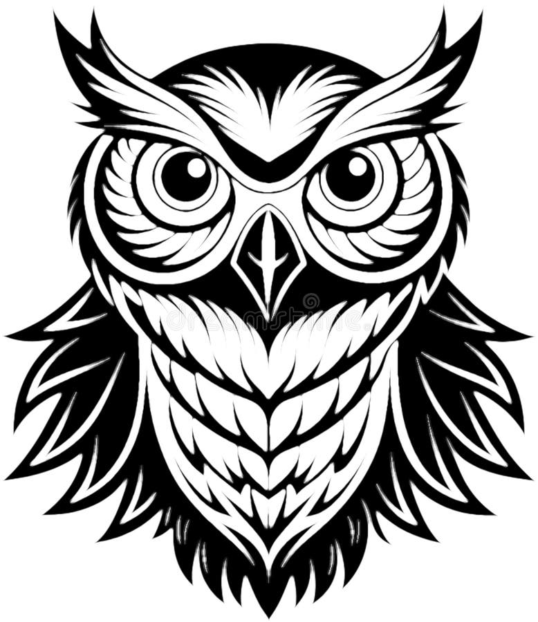 Bold Owl Stencil with Wide, Sharp Eyes. Stock Photo - Illustration of ...