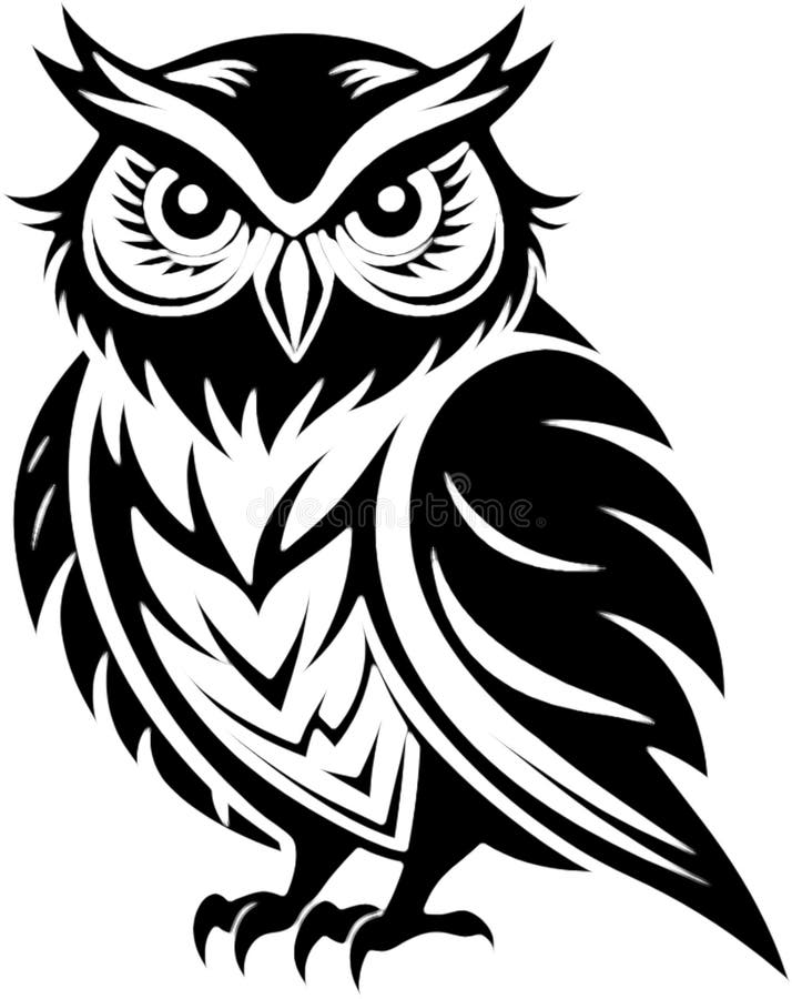 Bold Owl Stencil with Wide, Sharp Eyes. Stock Photo - Illustration of ...