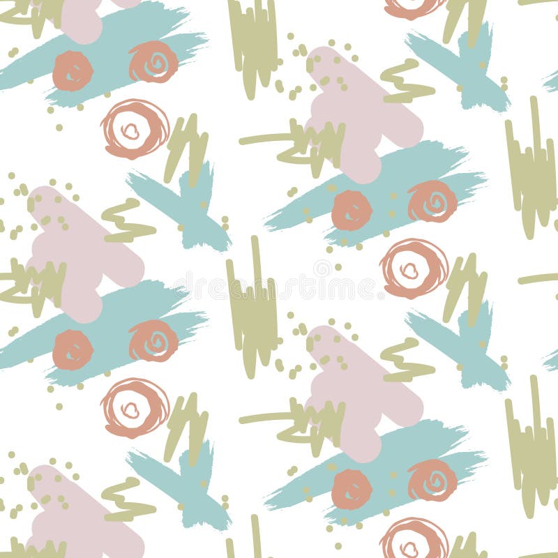 Bold Pastel Color Abstract Shapes Seamless Pattern. Stock Vector ...