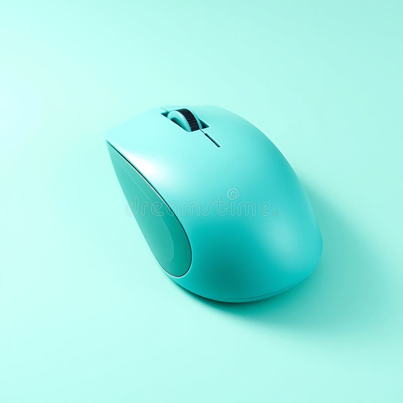 A Bold Pastel Teal Ergonomic Wireless Mouse on a Mint Background Stock ...