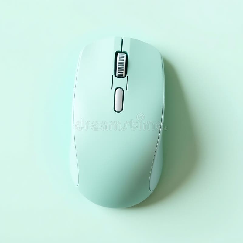 A Bold Pastel Teal Ergonomic Wireless Mouse on a Mint Background Stock ...