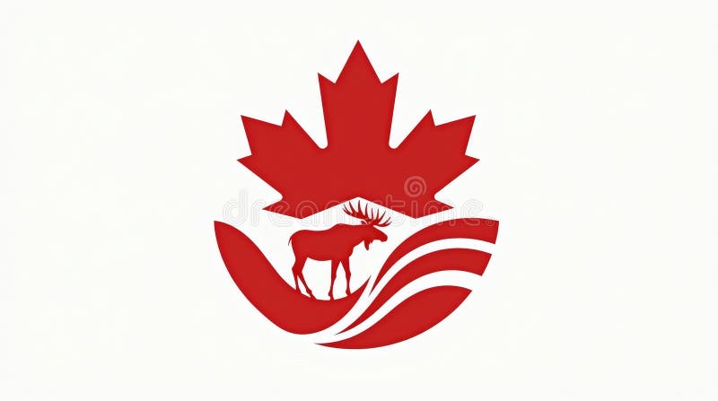 Canadian Emblem Featuring Moose and Abstract Flames, Minimalist Canada ...