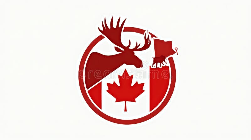 Canadian Emblem Featuring Moose and Abstract Flames, Minimalist Canada ...