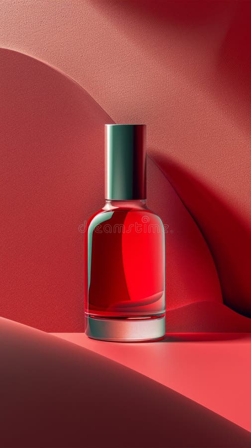 Bold Perfume Flacon with Red Geometric Backdrop Stock Photo - Image of ...