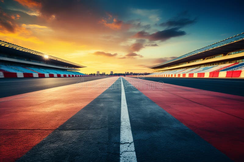 Bold Perspective of a Racetrack at Sunset Creating a Breathtaking View ...