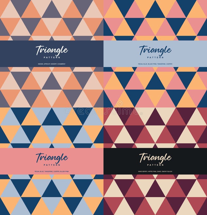 Bold Pink and Blue Triangle Art - Set of 4 Stock Vector - Illustration ...