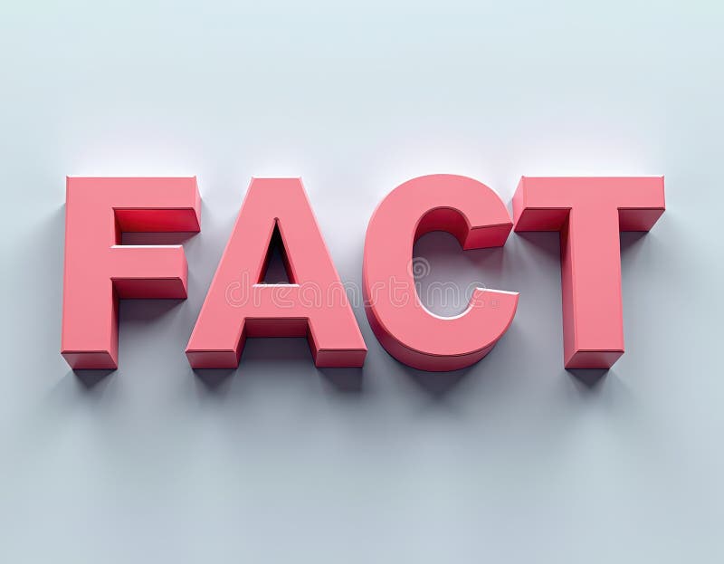Bold Pink 3D FACT Text on a Light Grey Background. Stock Illustration ...