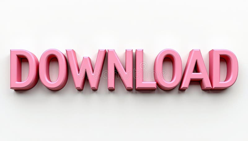 Bold Pink DOWNLOAD Text on a Plain White Background. Stock Illustration ...