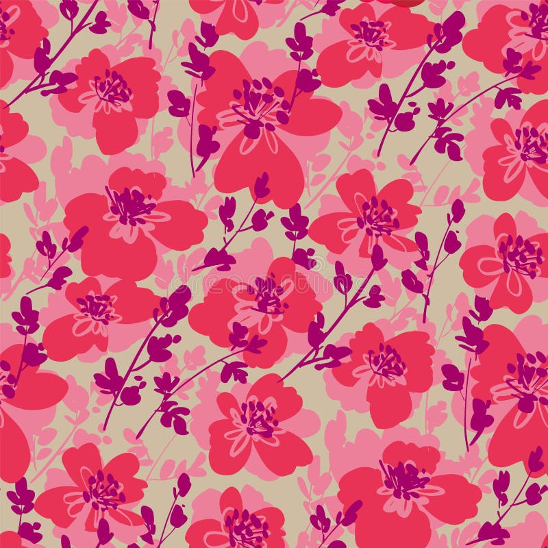 Bold Pink Floral Summer Seamless Pattern Stock Vector - Illustration of ...