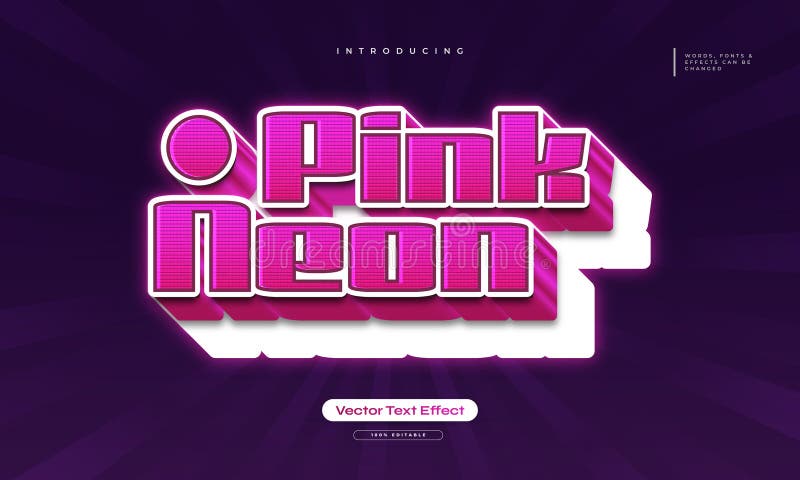 Bold Pink Neon Text Style with 3D and Pixel Effect Stock Vector ...