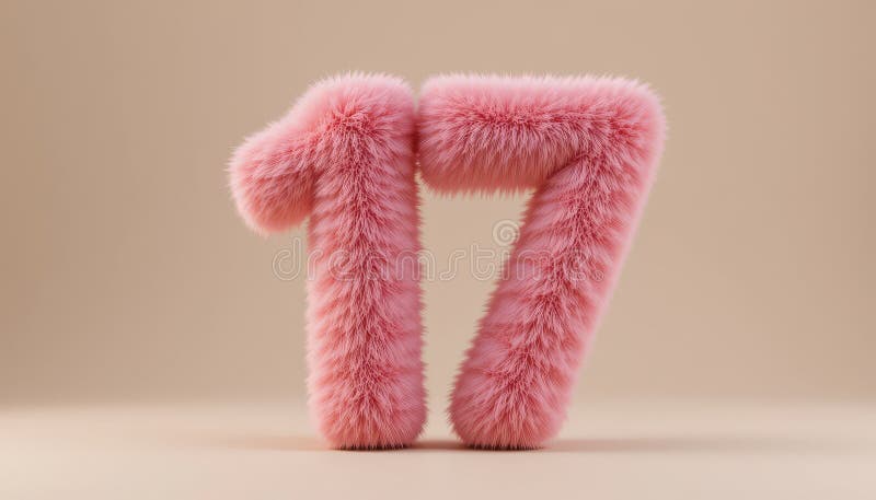 Bold Pink Number 17 Design stock illustration. Illustration of rendered ...