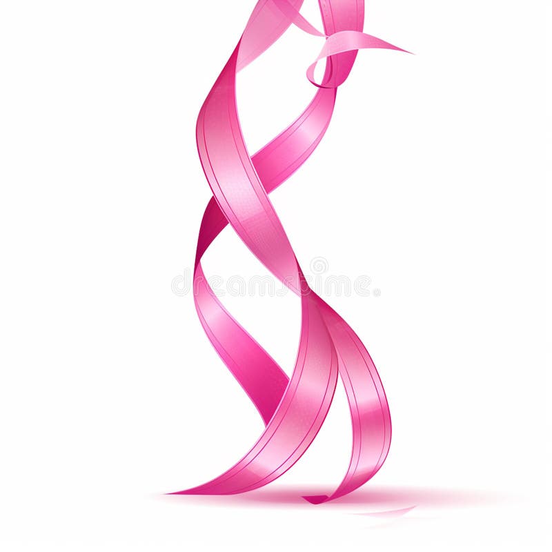 Bold Pink Ribbon Floating on Bright White Background Stock Illustration ...