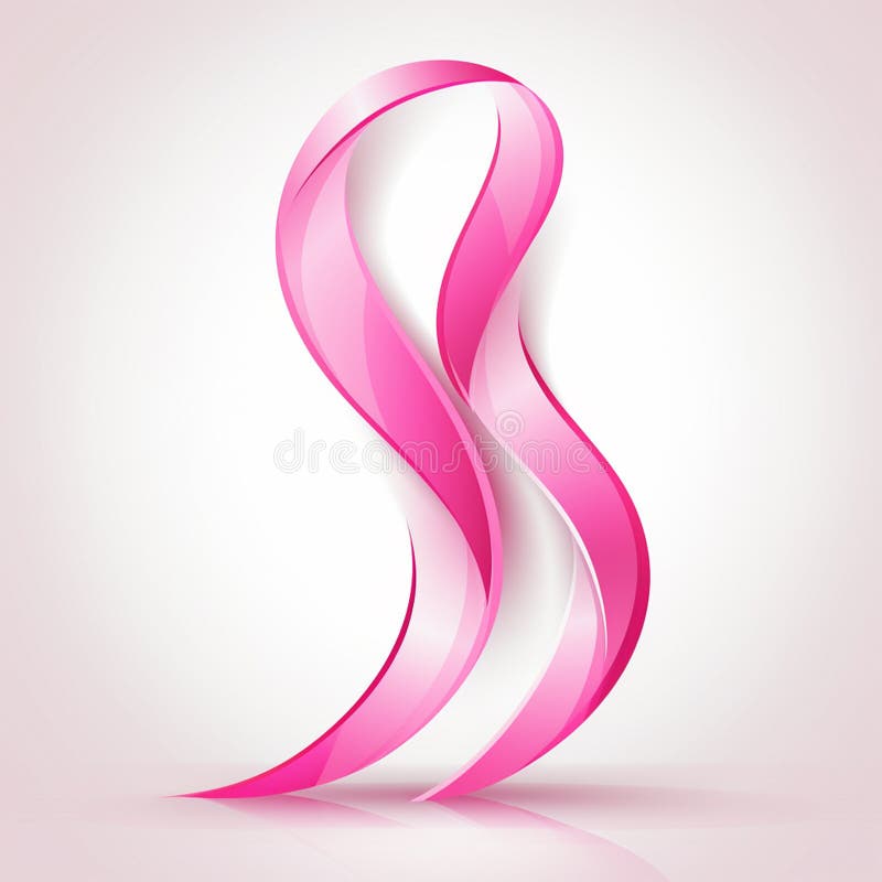 Bold Pink Ribbon on White Background Stock Illustration - Illustration ...