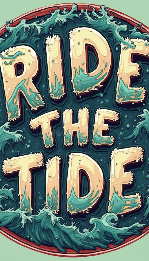 Bold and Playful Ride the Tide Typography Surrounded by Dynamic Ocean ...
