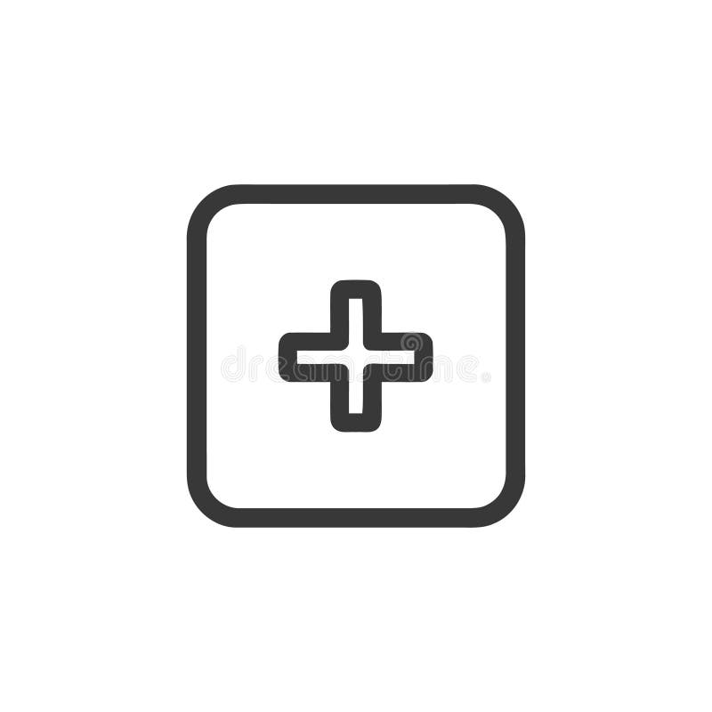 Add Icon Plus Sign in Square Button Medical Cross Symbol Stock Vector ...