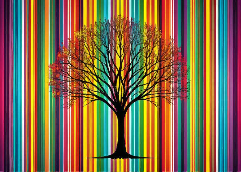 Bold Pop Art Tree Silhouette a Vibrant 1960s Style Design Stock ...