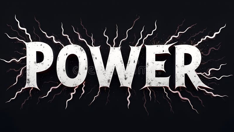 Bold Power Word with Lightning Bolts for Strength Stock Illustration ...