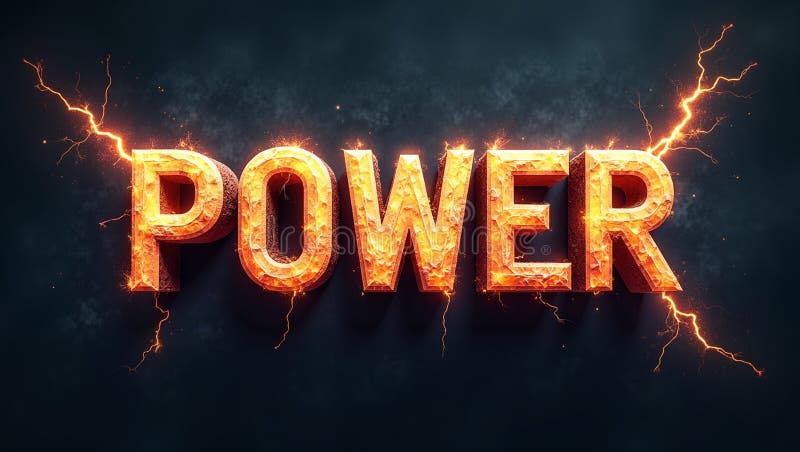 Bold Power Word with Lightning Bolts for Strength Stock Illustration ...
