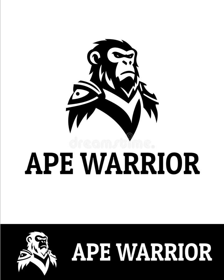 A Bold and Powerful Logo of an Armored Ape Warrior Stock Illustration ...