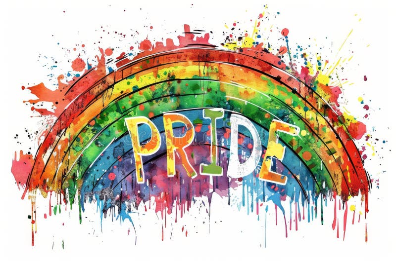 Bold Pride Graphic with a Vibrant Rainbow and Splattered Colors ...