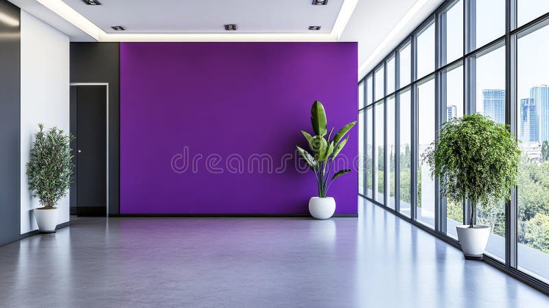 Bold Purple Feature Wall Enhances Professional Office Space with Sleek ...