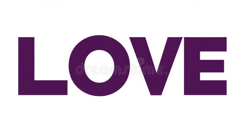 Bold Purple Love Text on Minimalist White Background Stock Photo ...