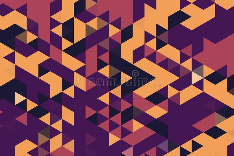 Bold Purple and Orange Triangular Pixel Art Pattern with a Striking ...