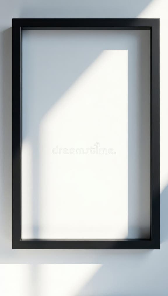 Bold Rectangular Black Frames Casting Shadows on White Backdrop , Line ...