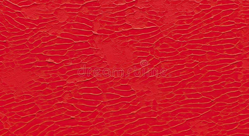 Bold Red Acrylic Surface Featuring Random Strokes and Textured Impasto ...