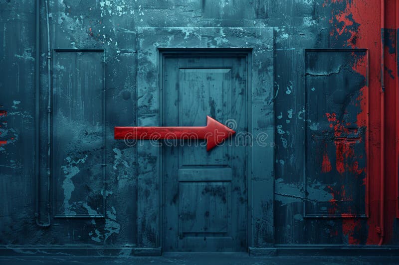A Bold Red Arrow Breaking through a Series of Doors Each Representing ...