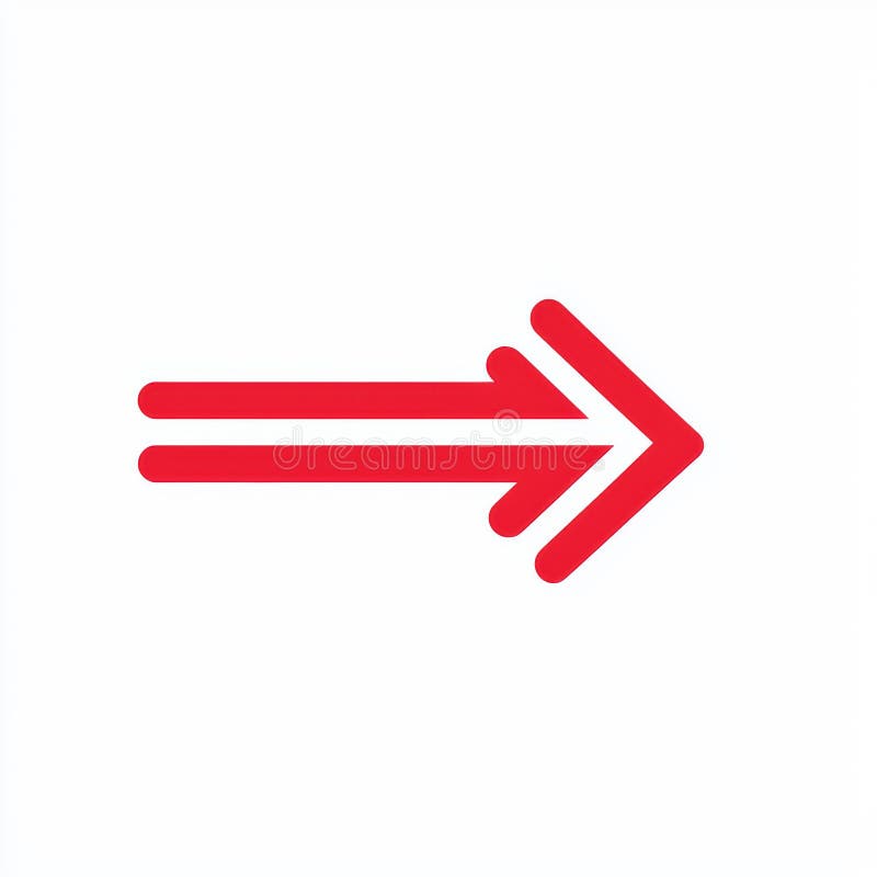 Bold Red Arrow Icon Indicating Direction with Dynamic Lines and Clean ...