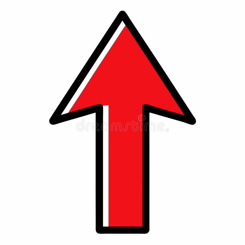 A Bold, Red Arrow Points Upwards, Outlined with a Thick Black Border ...