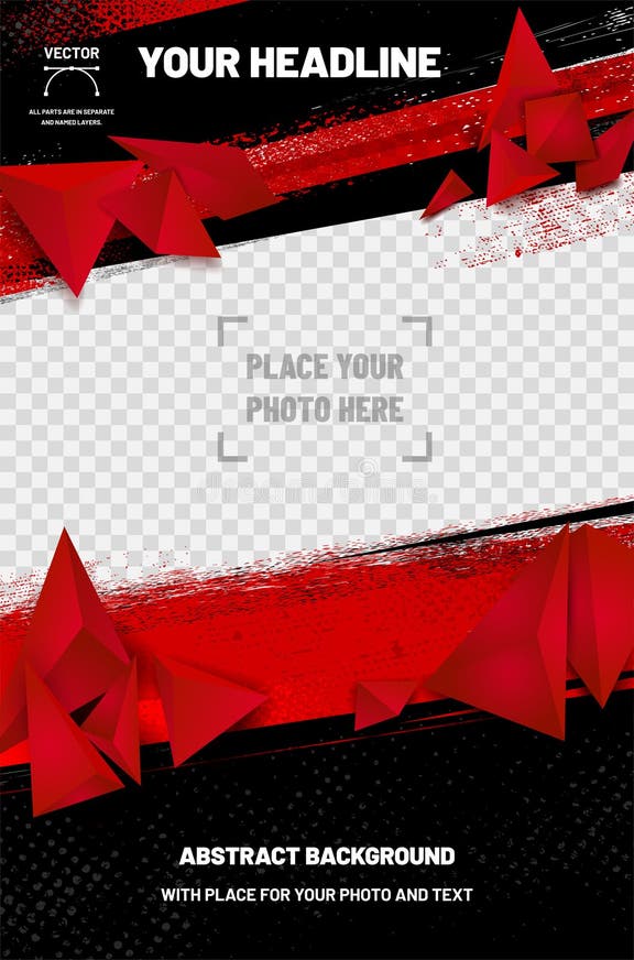 Bold Red and Black Abstract Design with Triangles Stock Illustration ...